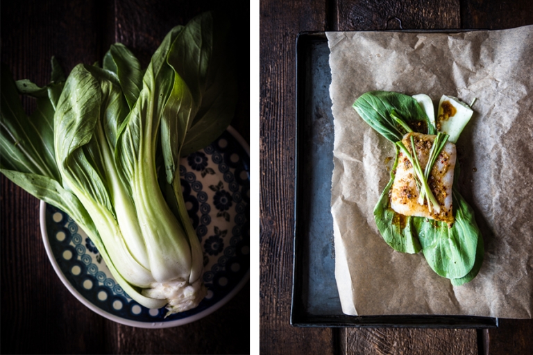 Steamed Fish + Pak Choi in Parchment - Here In The Midst